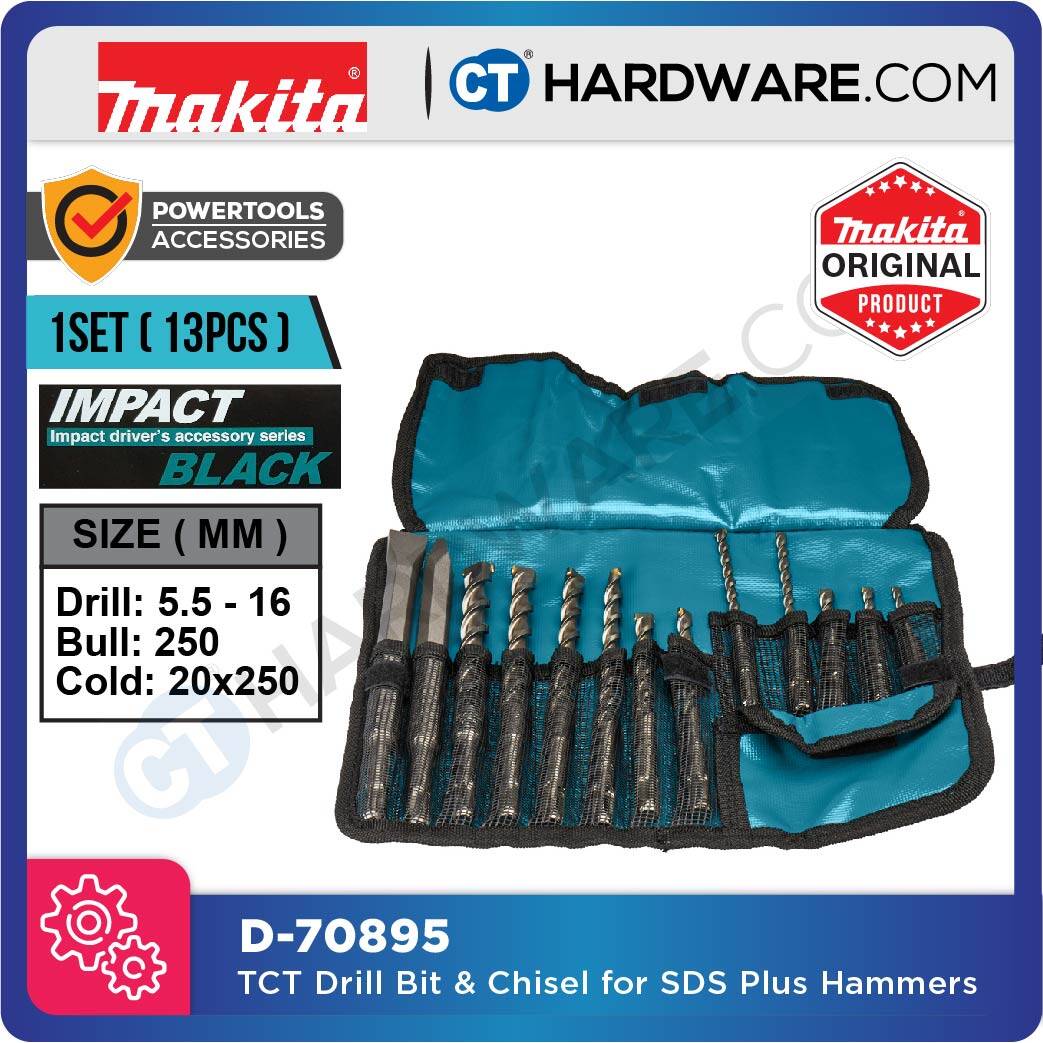 MAKITA D-70895 TCT DRILL BIT + CHISEL SET FOR SDS-PLUS HAMMERS IN ROLL ...