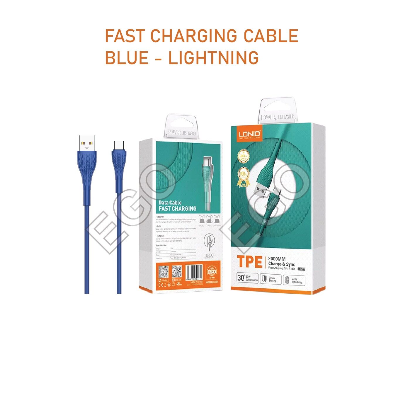 LDNIO LS671 1Meter TPE 30W PD Fast Charge Data Cable LIGHTNING / TYPE-C ...