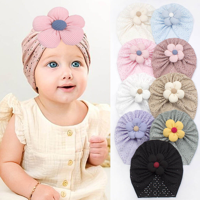 Baby Hats Turban Hollow Flower Sweet Princess Girls Indian Caps ...