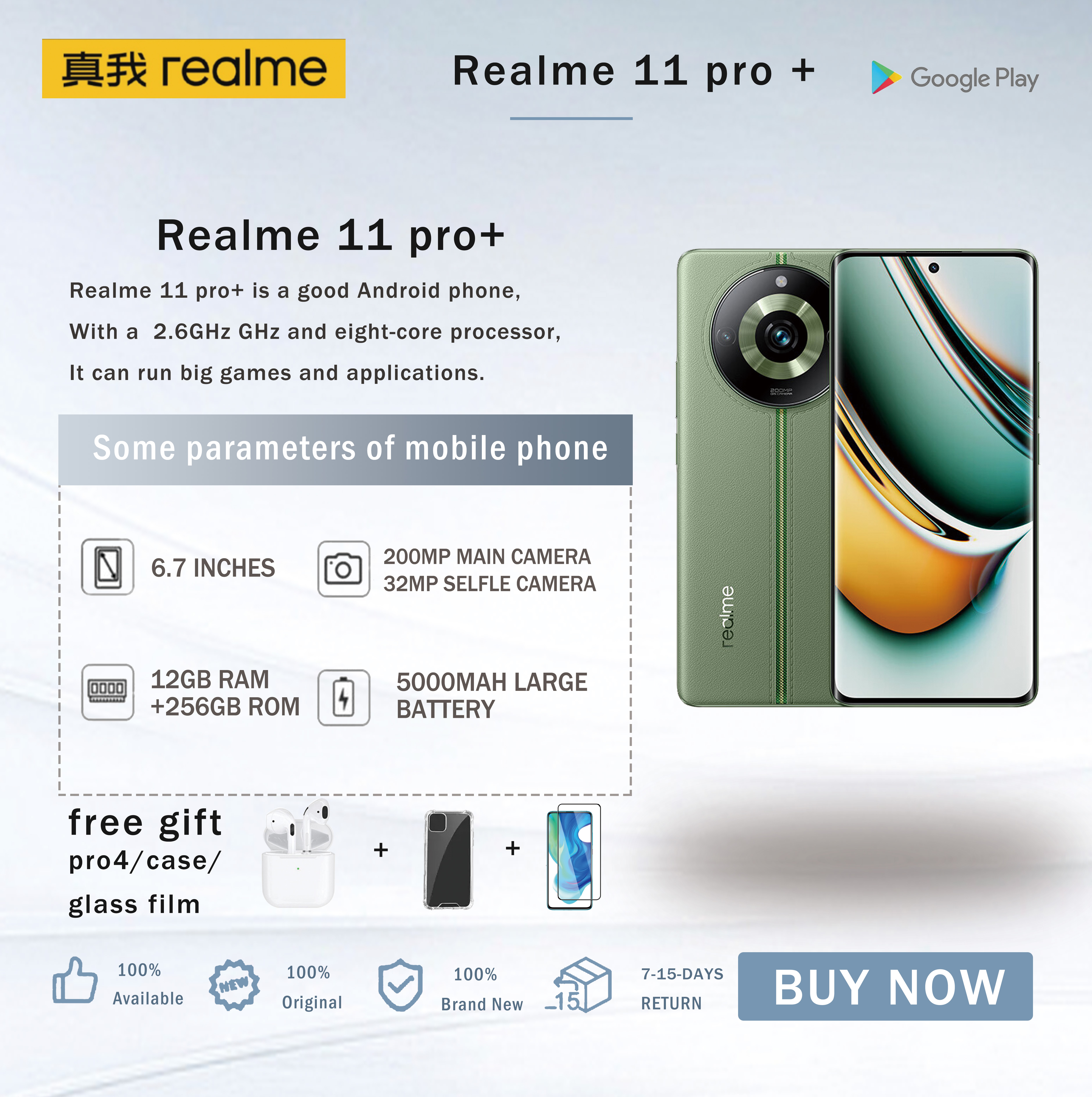 Global rom Realme 11 Pro plus +/realme 12 pro plus + 12+256 GB 5G Mobile Phone 6.7 inch OLED ...