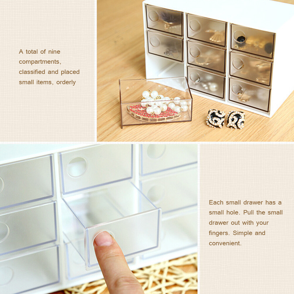 Mini 9 Grid Drawer Desk Storage Box Plastic Storage Organizer for Home ...