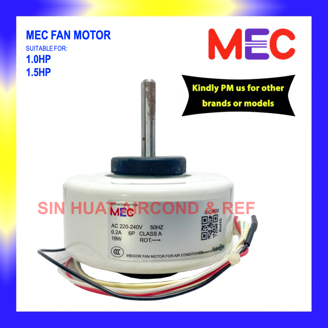 MEC Indoor Fan Motor MEC 1.0hp 1.5hp Replacement Motor Indoor Unit Fan ...
