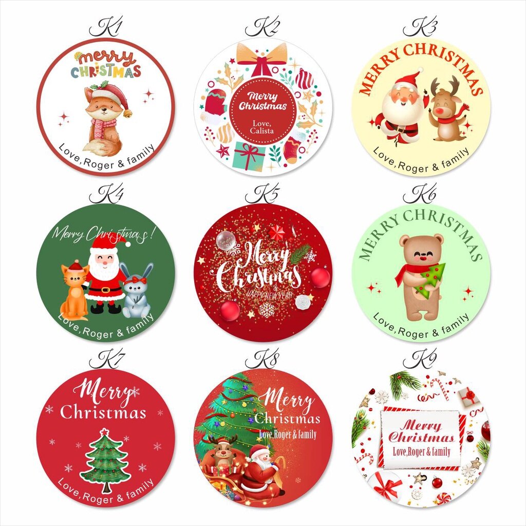 100 PCS Custom Christmas Sticker Labels Gift Sticker Printing Merry ...