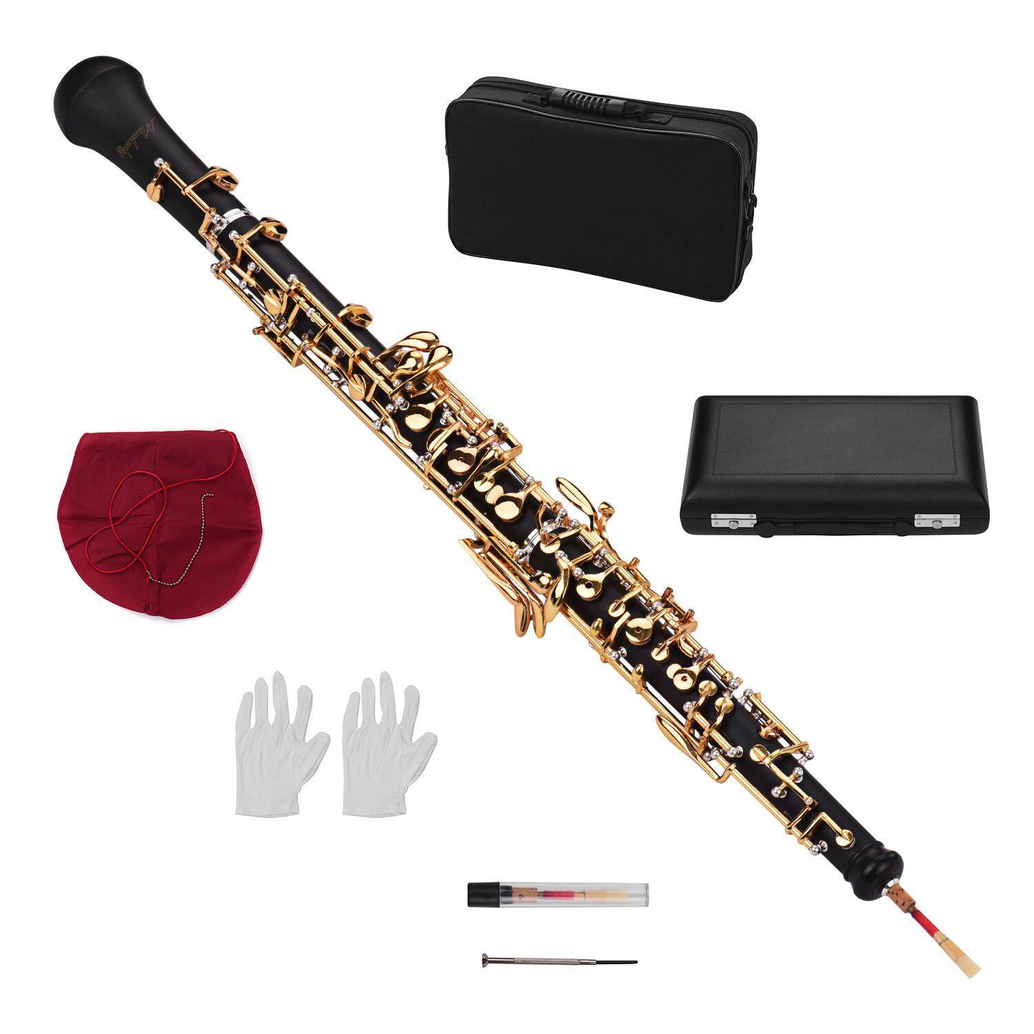 Muslady Professional Oboe C Key Semi-automatic Style Pure Gold Plated Keys Woodwind Instrument ...