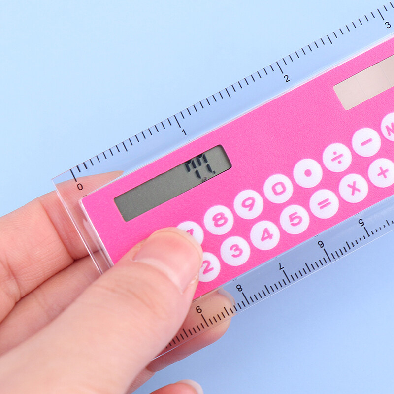 TANG Mini Solar Transparent Ruler Calculator with Magnifier Student ...
