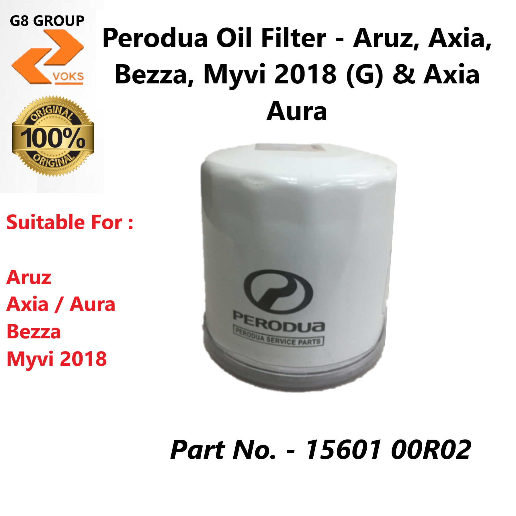 Perodua Oil Filter for Aruz , Axia , Bezza , Myvi 2018 (G) Axia Aura ...