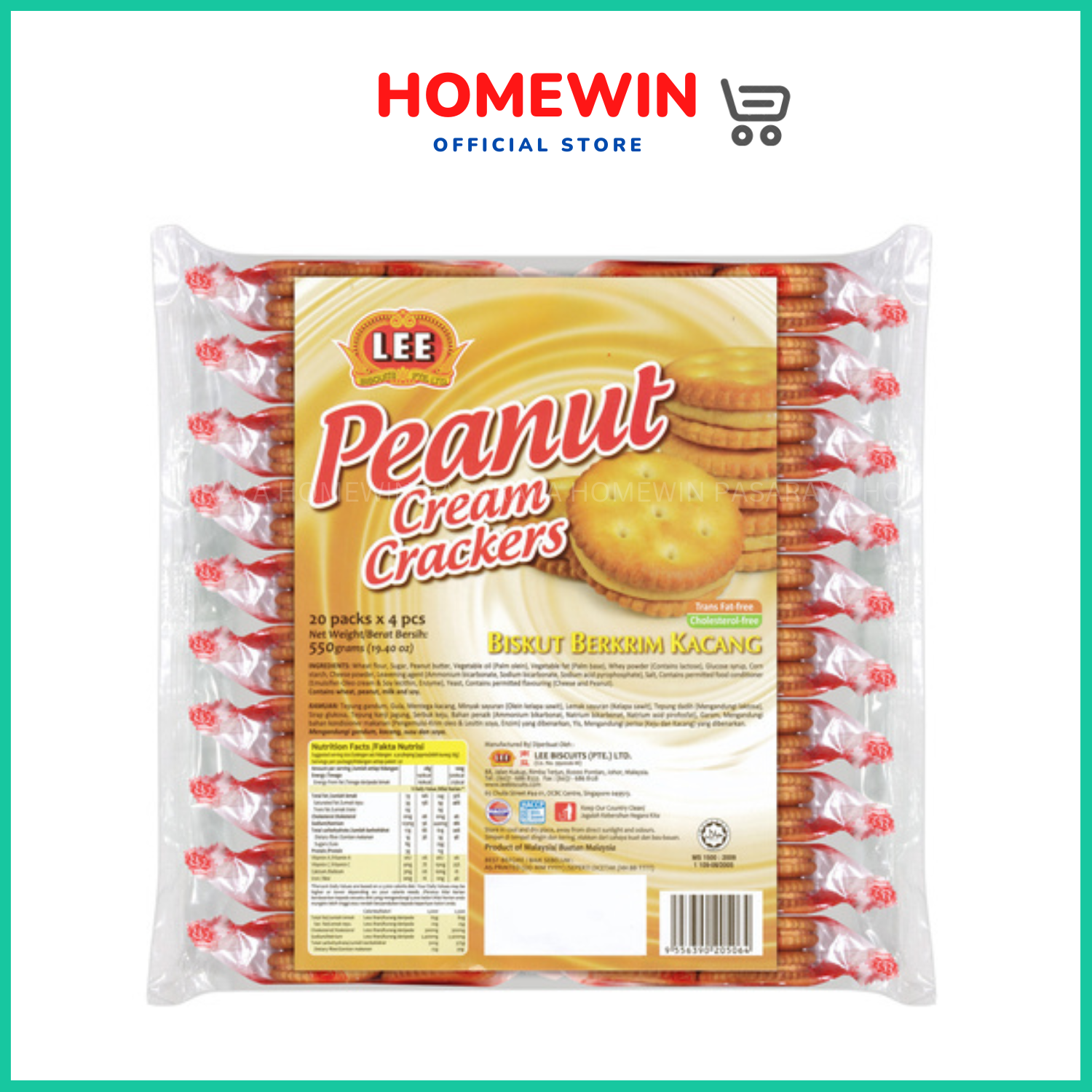 Lee Biscuits Peanut Cream Crackers (27.5g x 20 Packs) | Lazada