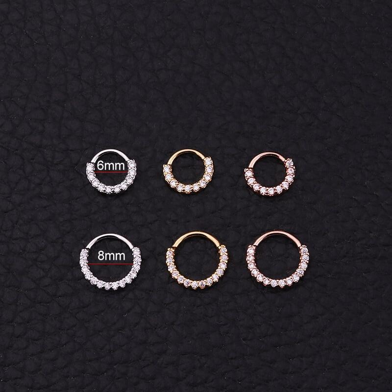 1PC 6mm/8mm/10mm CZ Helix Cartilage Hoop Earring Nose Ring Stainless ...