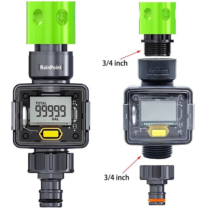 Digital Water Flow Meter Hose Water Meter for Outdoor Garden Hose ...