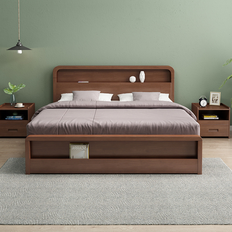 Nordic Scandinavian Pinewood & Rubberwood Wooden Bed Storage Katil Kayu ...