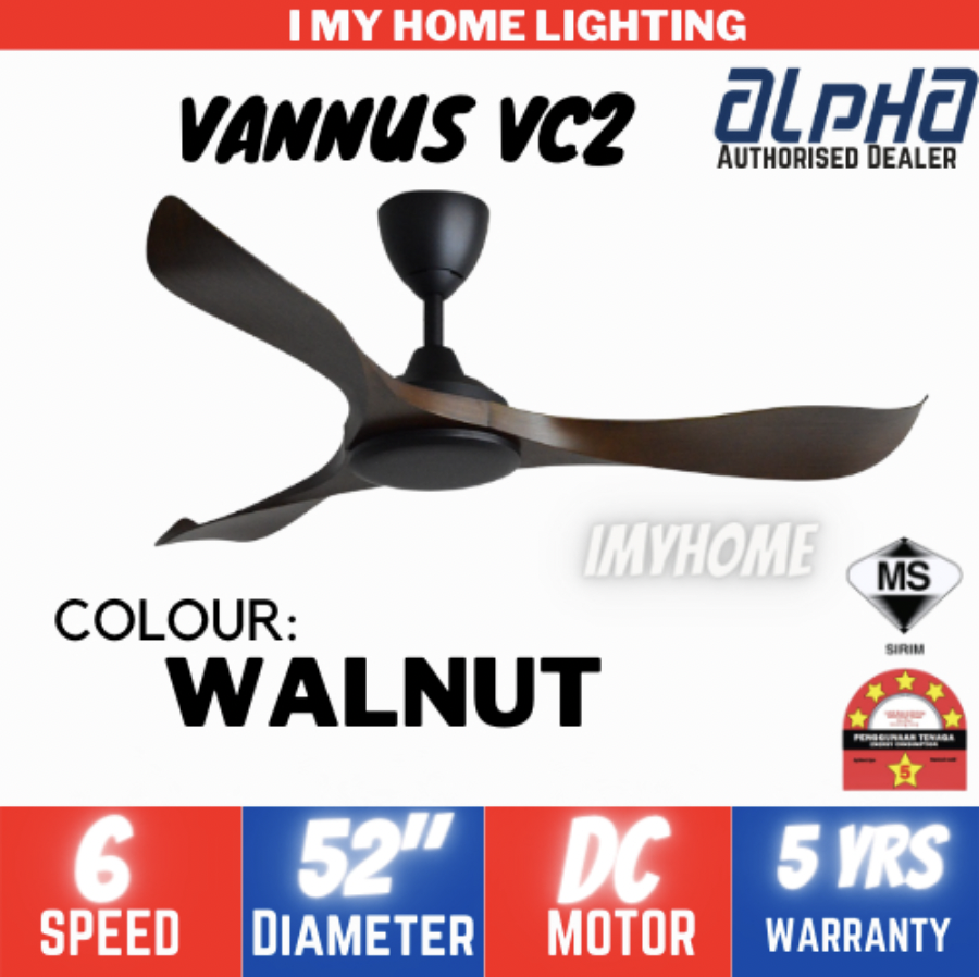 Alpha Vannus VC2 Ceiling Fan 52" DC Motor 3 blade with remote designer ...