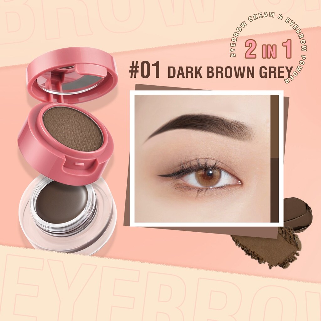 PINKFLASH PF-E22 2 in 1 Duo Effect Eyebrow Cream Waterproof Smudge ...