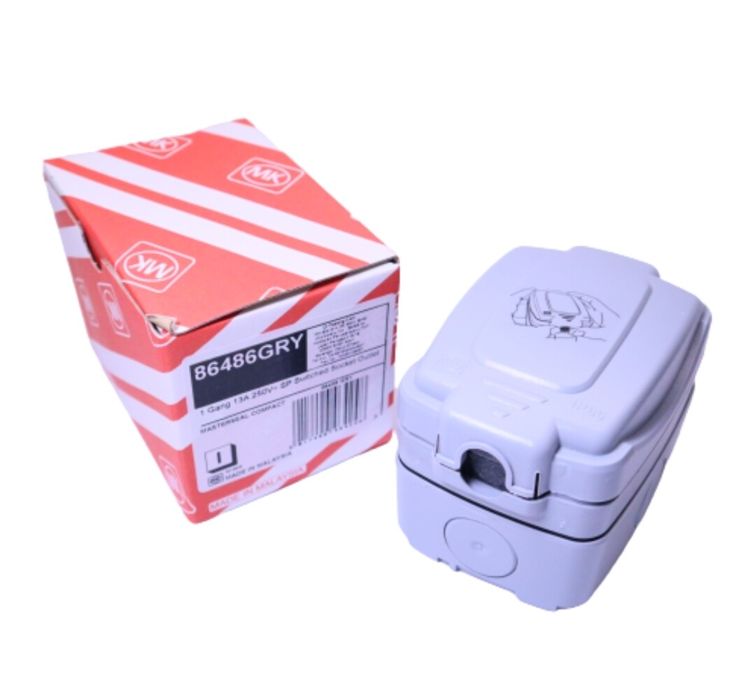 MK 86486 13A Weatherproof Switch Socket (Grey)(IP66) | Lazada