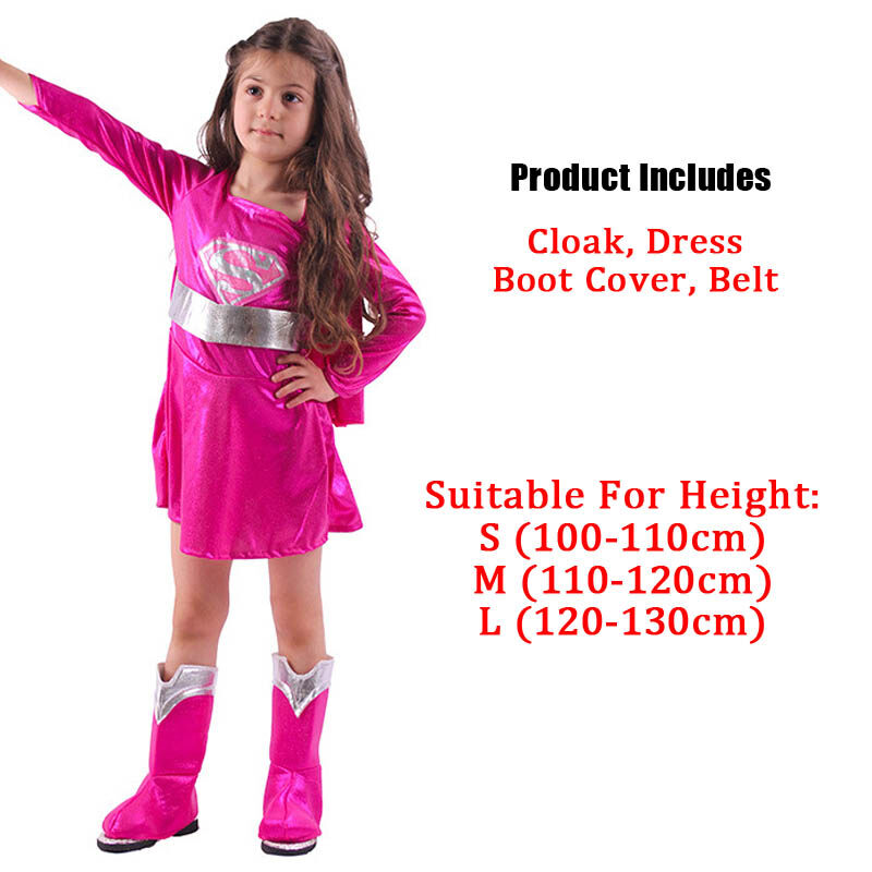 Wonder Woman Costume For Kids Girl Superhero Cloak Dress Set Children ...