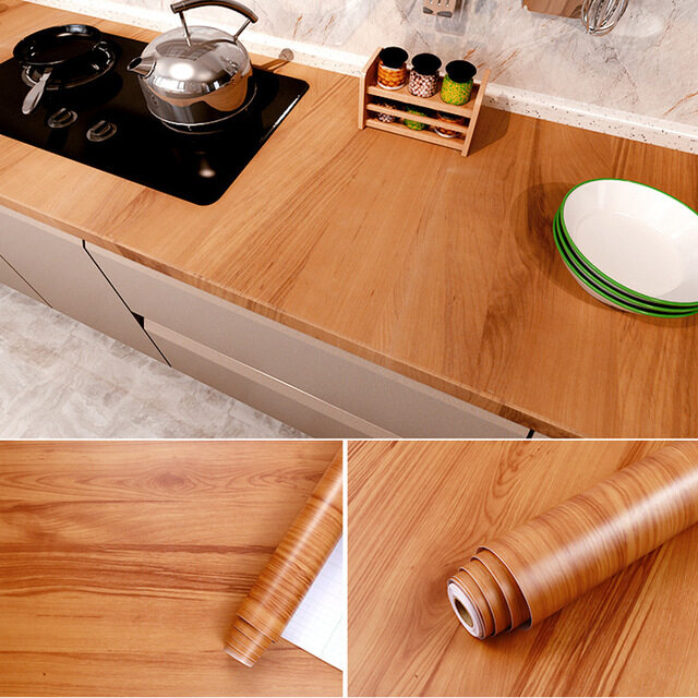 Thicken wood grain sticker self adhesive waterproof PVC boeing film ...