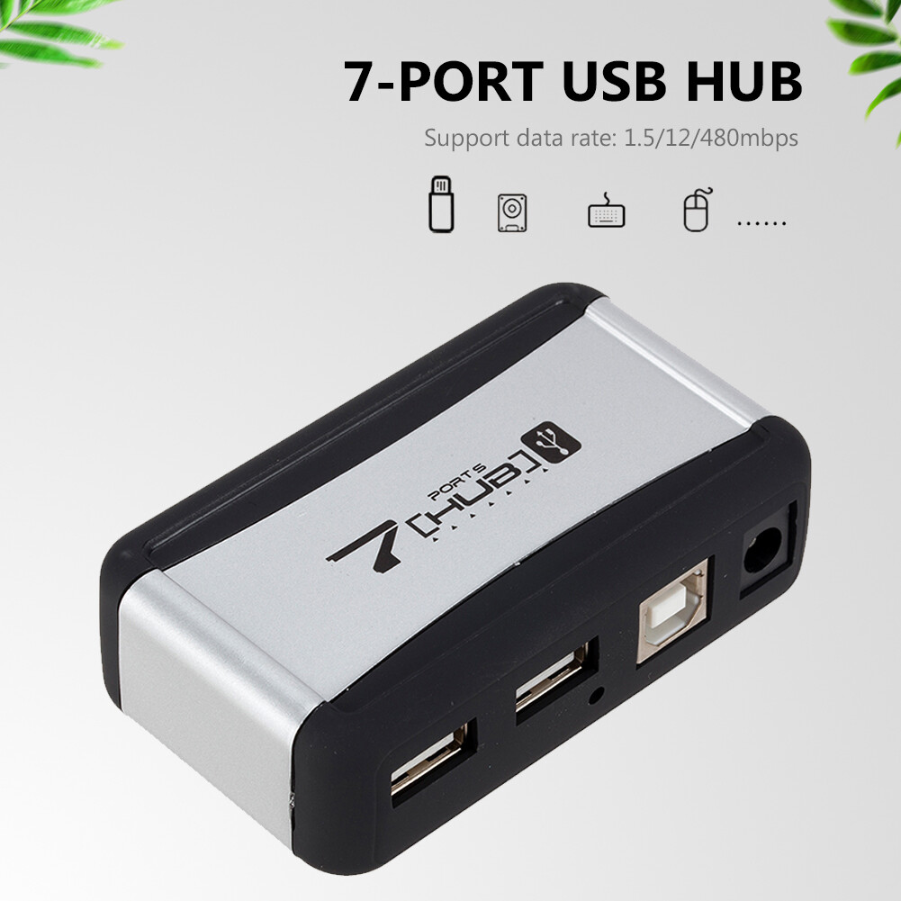 ฮับ USB แนวตั้งหลาย7พอร์ต USB 2.0 Splitter พร้อมอะแดปเตอร์ไฟสำหรับ PC ...