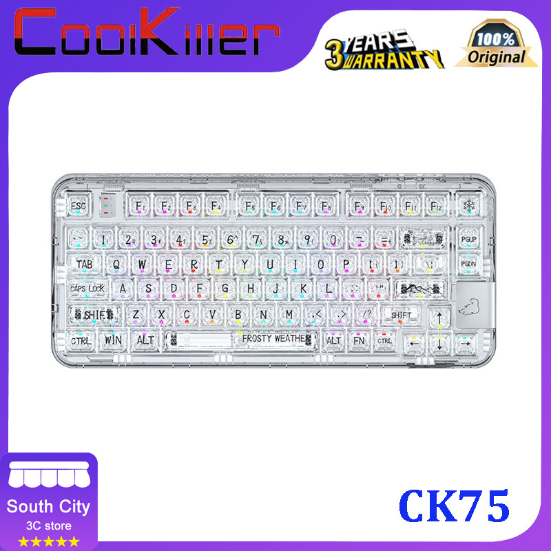 Coolkiller Polar Bear CK75 fully transparent mechanical keyboard three-mode customized Bluetooth ...