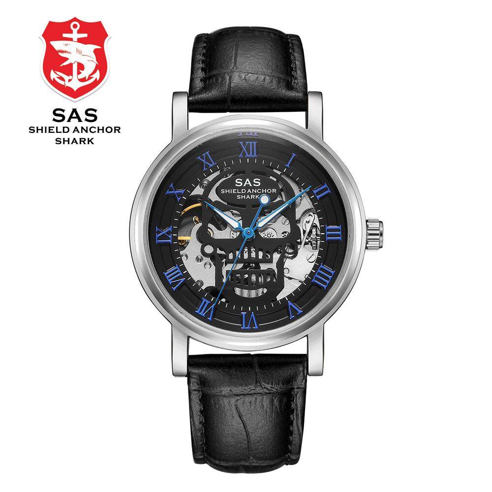 SAS แบรนด์แฟชั่นผู้ชายนาฬิกาอัตโนมัติ Mechincal นาฬิกาข้อมือ Skull Dial ...