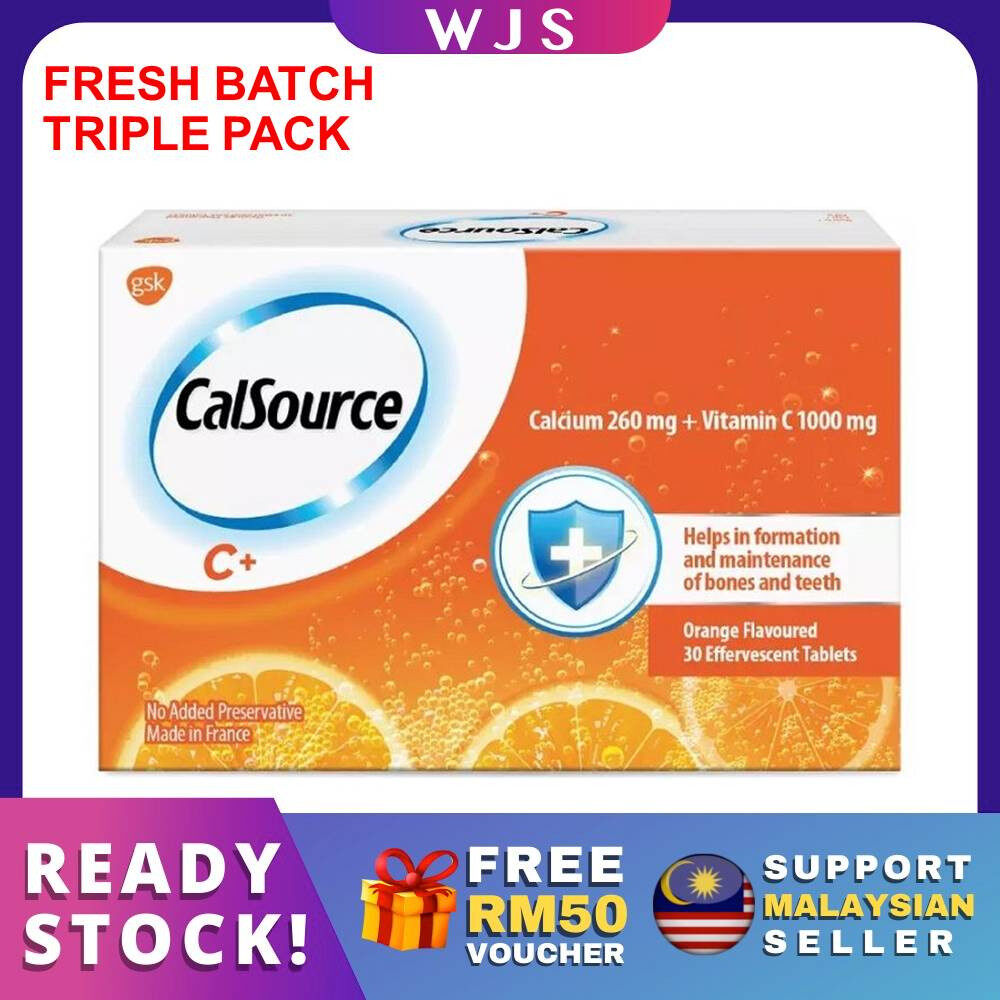 (FRESH BATCH TRIPLE PACK) WJS CalSource C+ Effervescent Tablets Orange ...