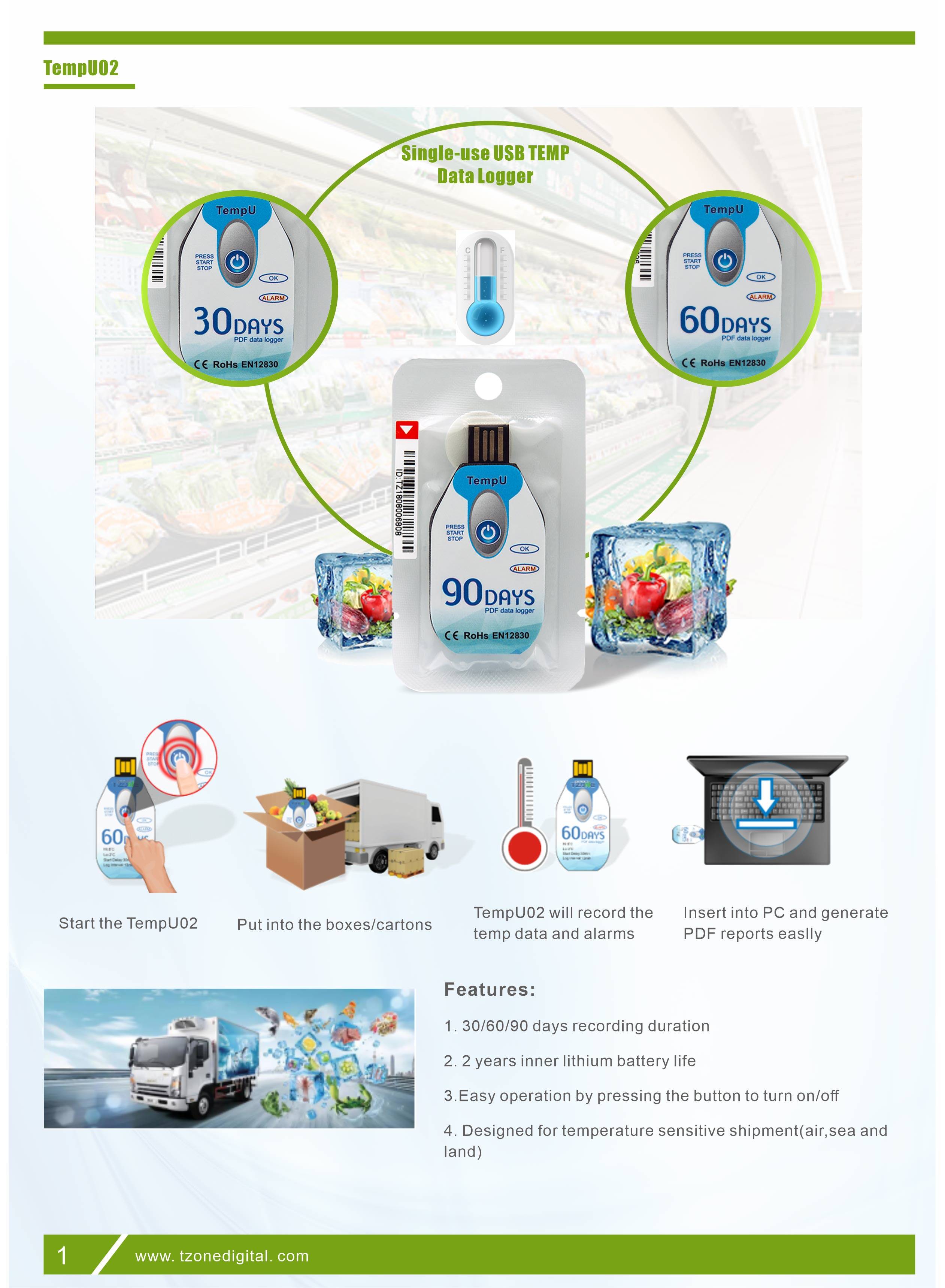 60 90 Days Tempu Temperature And Humidity Data Logger Single Use Pdf Report Recorder Usb 10000