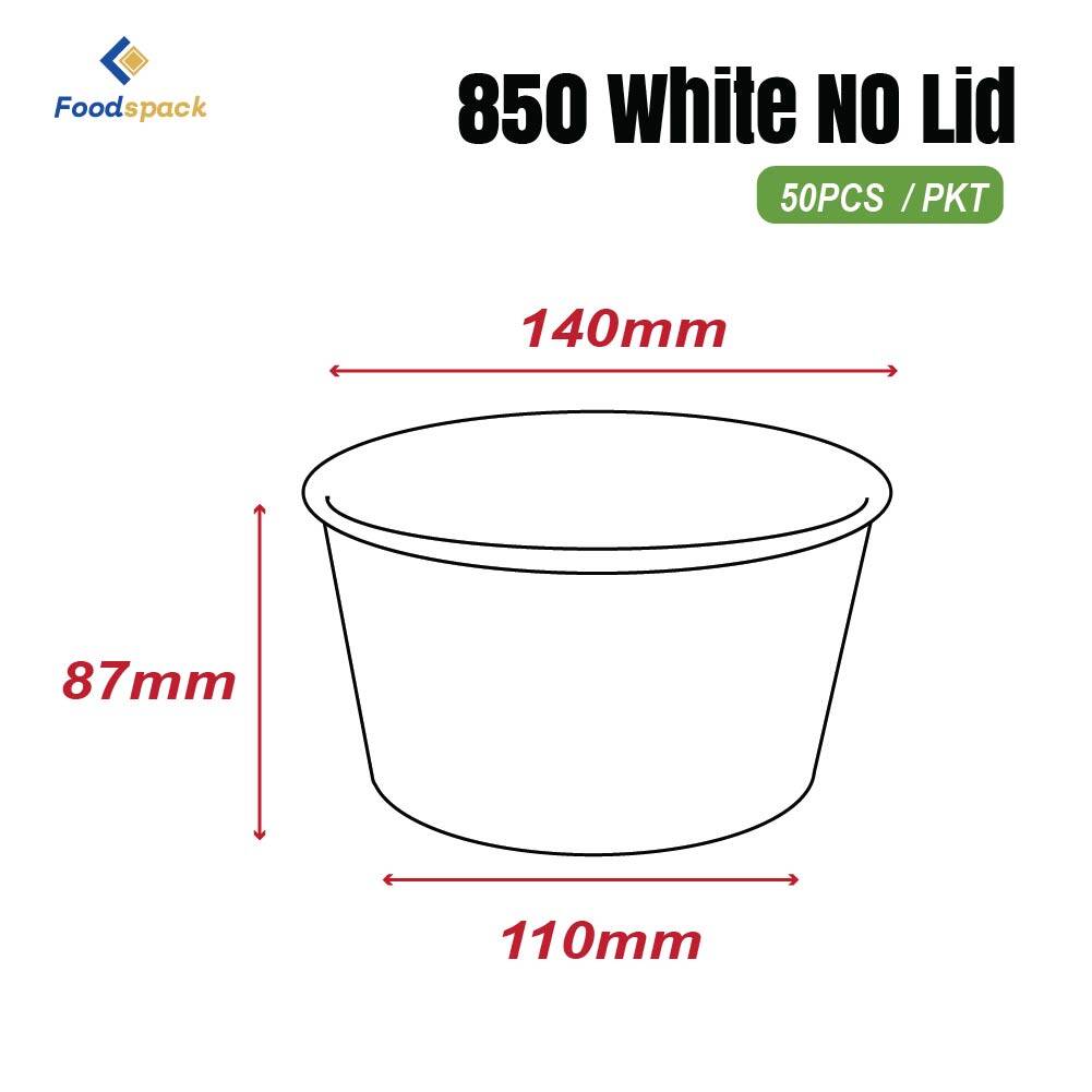 (50pcs±) 780cc 850cc 1100cc Plain White Paper Bowl / Bowl Lid 纯白纸碗 打包碗 ...