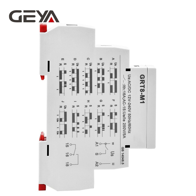 GEYA GRT8-M1 on Off Time Delay Relay 16A AC/DC12V-240V Multifunction ...