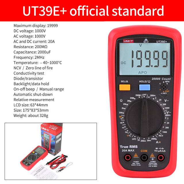 UNI-T UT39A+ UT39C+ UT39E Plus Multimeter Digital Ammeter Voltmeter AC ...