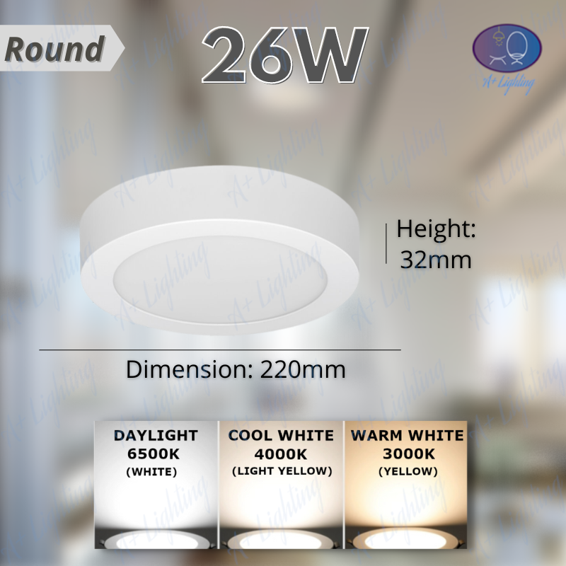 💥PROMOTION💥 LED SURFACE DOWNLIGHT 20W 26W ROUND SQUARE WHITE FRAME 6 ...