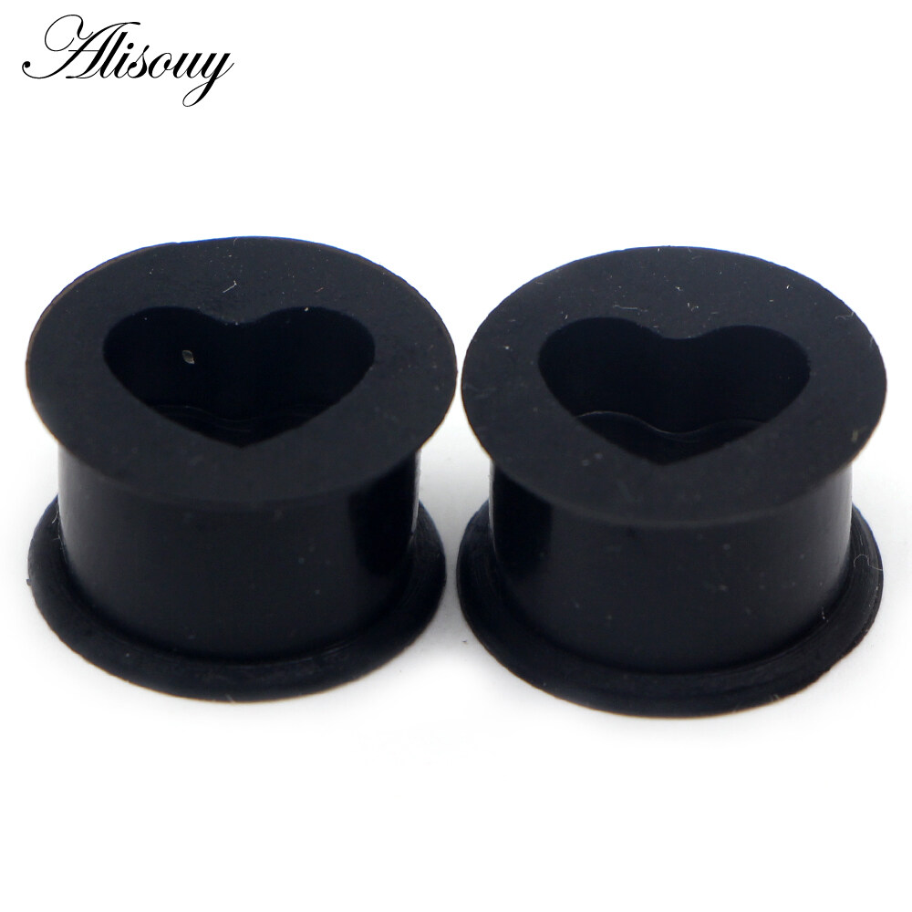 Alisouy 2PCS Silicone Ear Plugs and Tunnels Heart Shape Flexible Ear ...