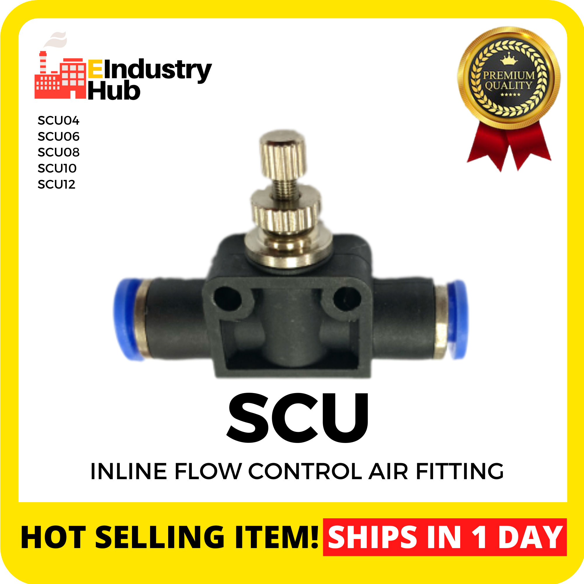SCU Pneumatic Inline Flow Control Air Fitting Union Type Speed ...