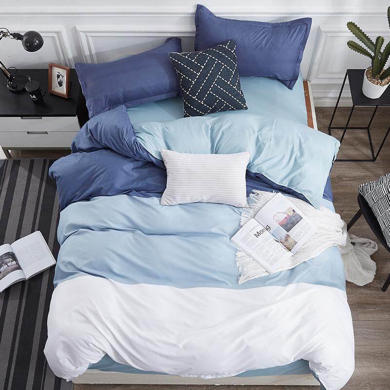 Nordic Bedding Set Blue Euro Bedspread Bed Sheet And Pillowcase Queen ...