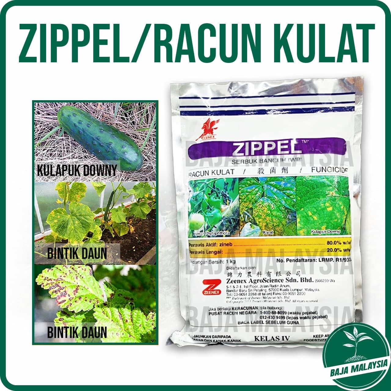 ZEENEX Zippel Zineb 80% Fungicide Racun Kulat 1KG | Lazada