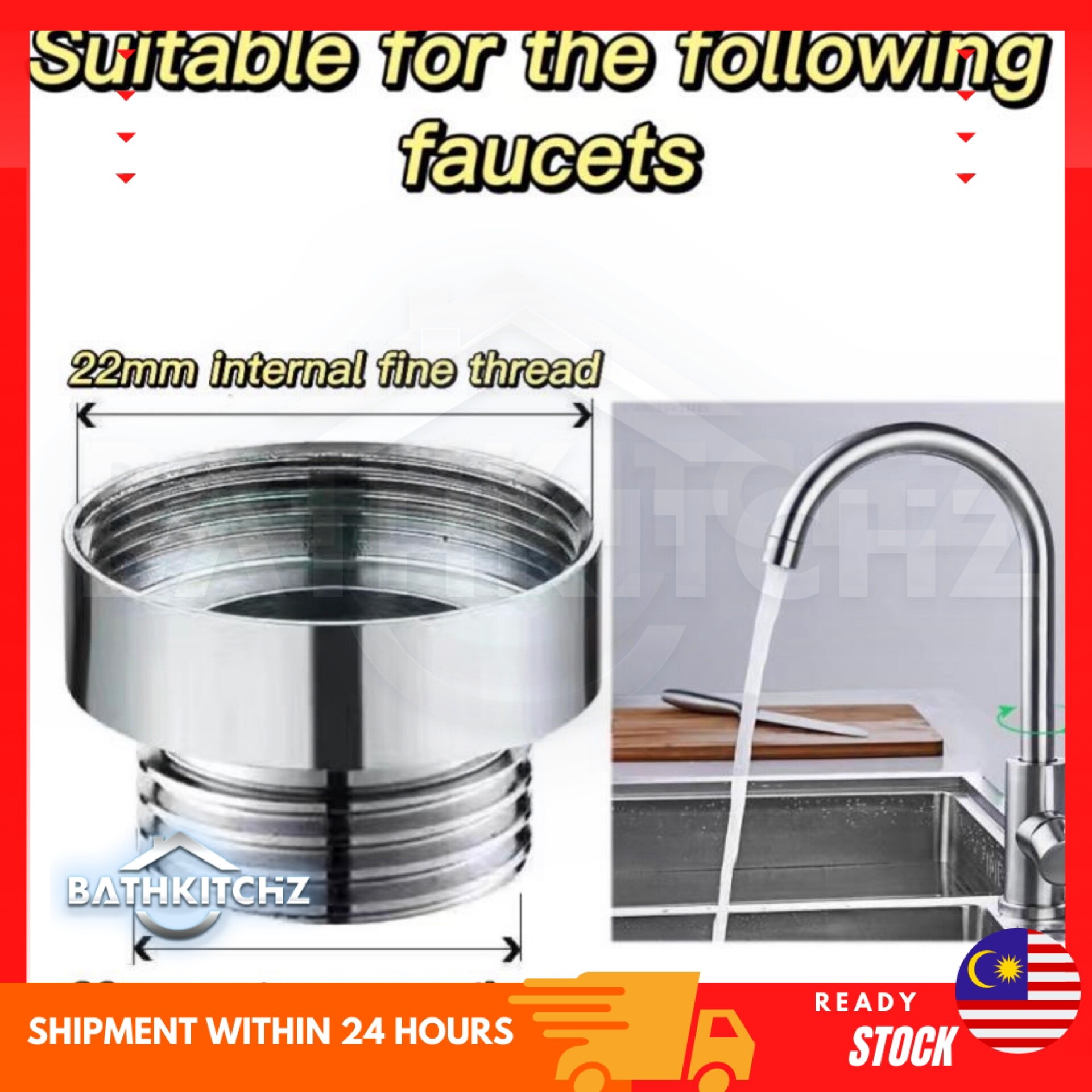 BATHKITCHZ Universal Interface Faucet extender 360 Degree Water Tap ...