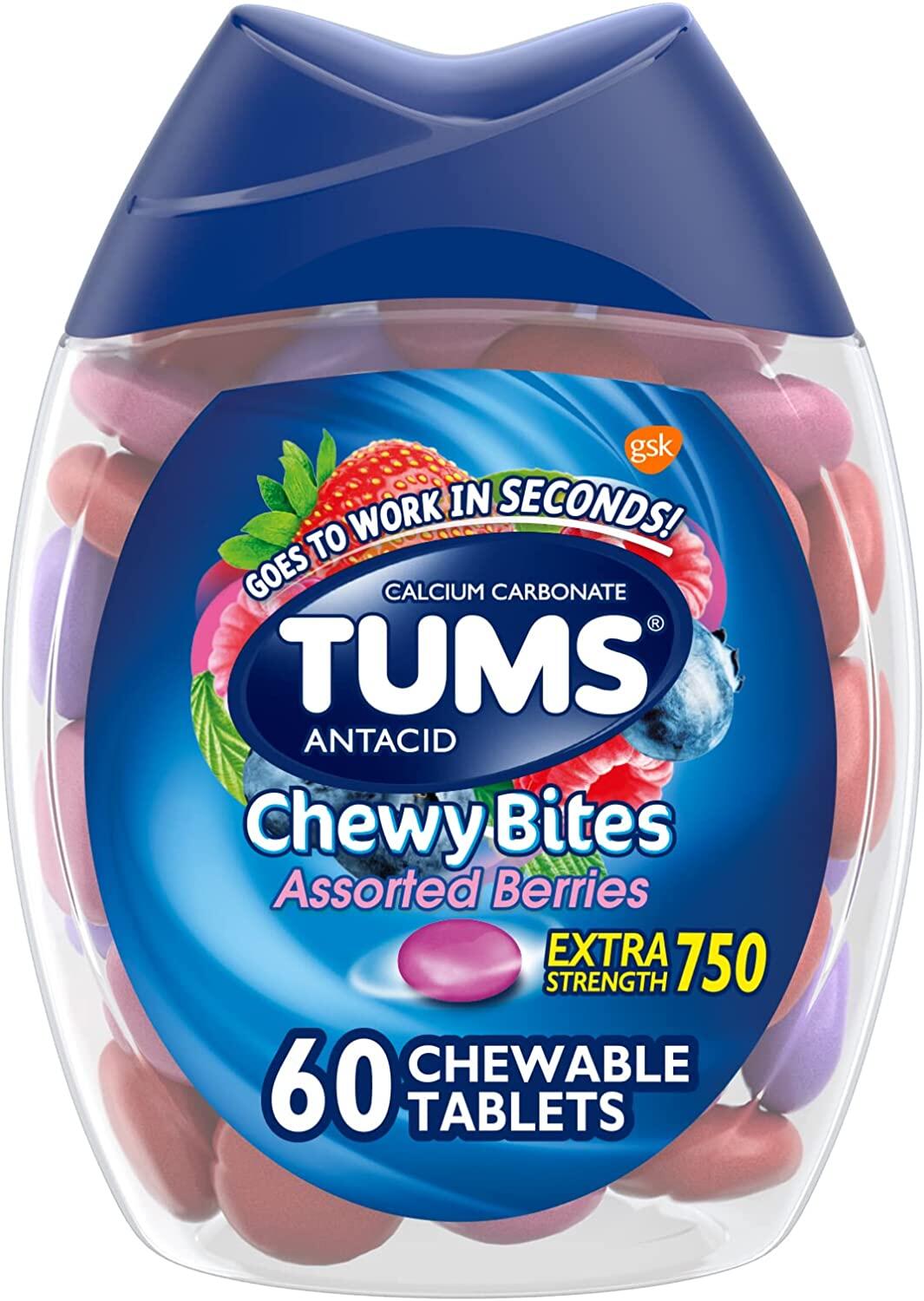 TUMS Extra Strength Antacid Chewable Tablets for Heartburn Relief ...