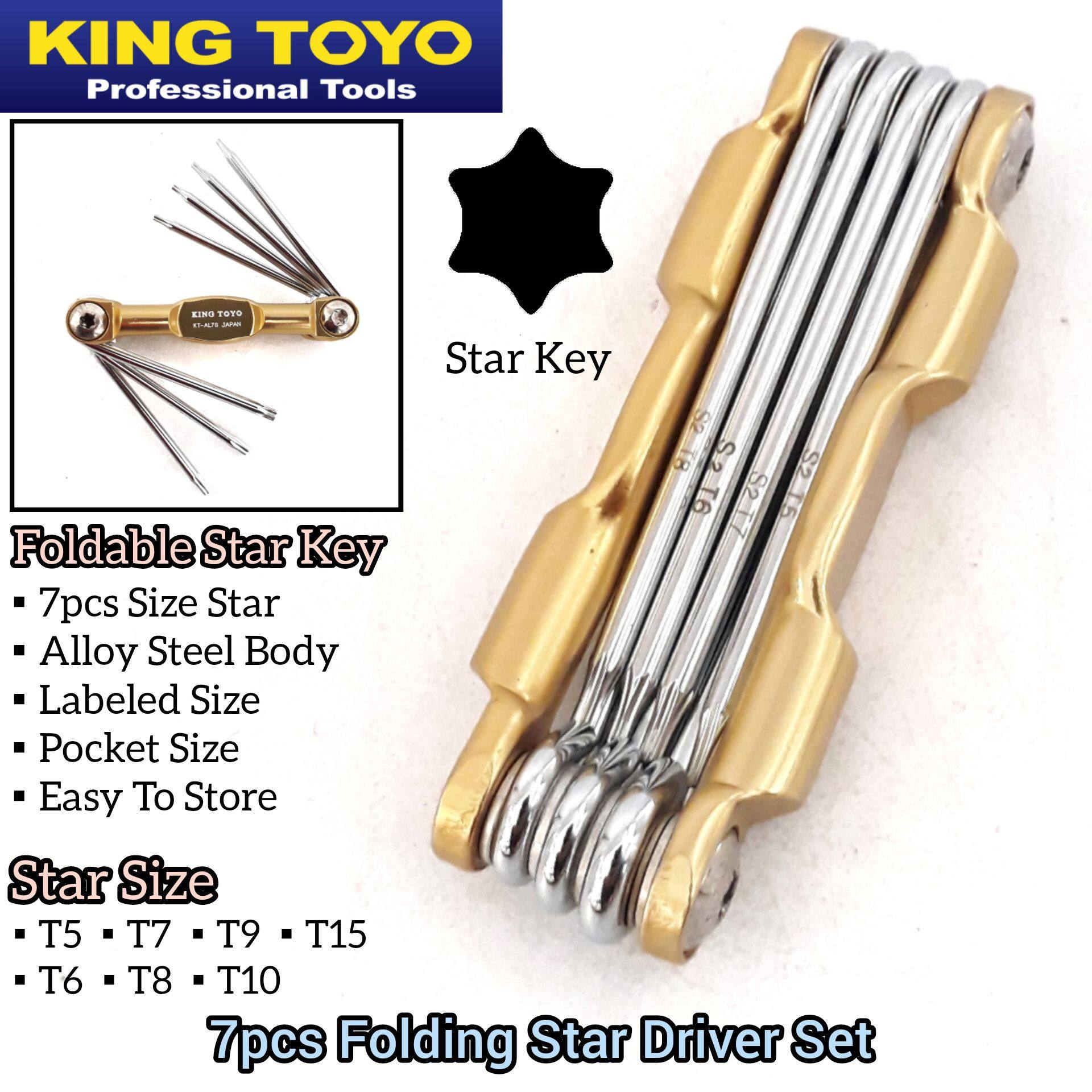King Toyo 7pcs Folding Star Allen Key Set Star Key Wrench Set For ...