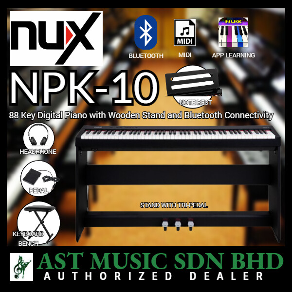 NUX NPK-10 88 Key Digital Piano with Wooden Stand and Bluetooth ...