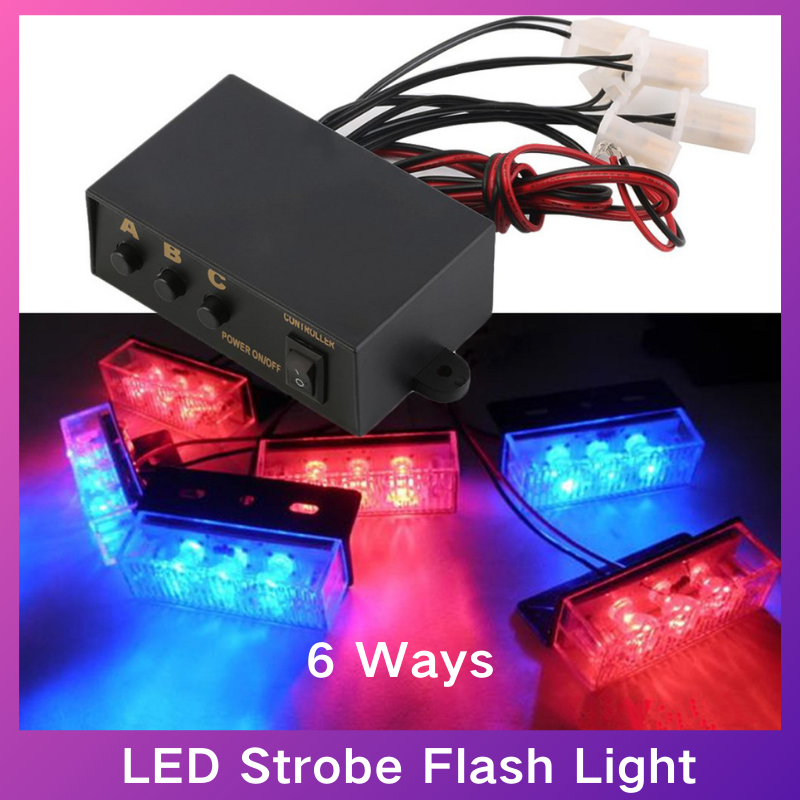 【🚛24 Hours Shipping】2pcs 6วิธีLED Strobe Flash Light Controllerไฟ ...