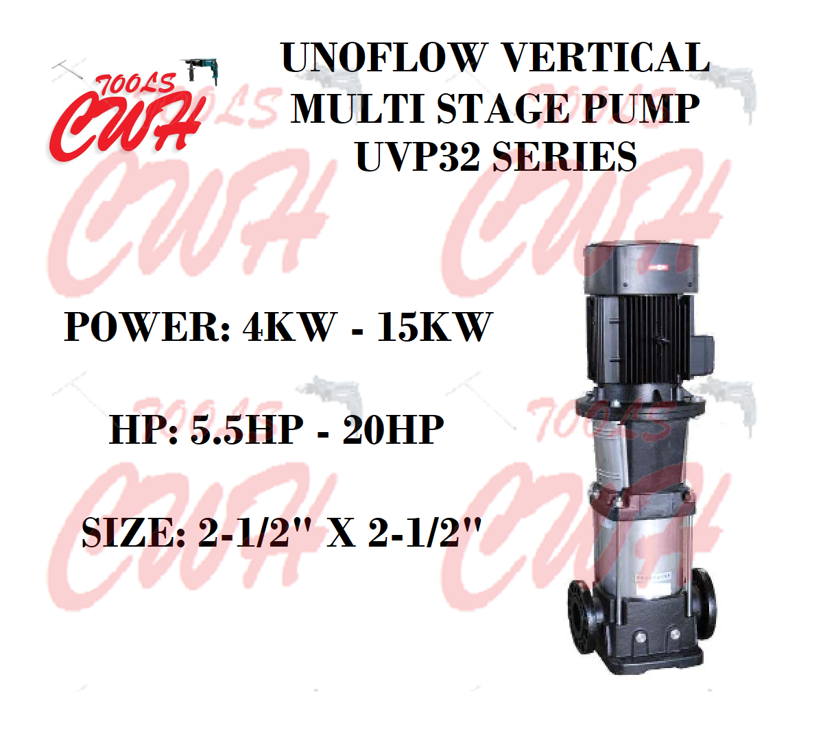 UNOFLOW UVP32 SERIES 4KW-15KW 2-1/2" VERTICAL MULTI STAGE MULTISTAGE ...