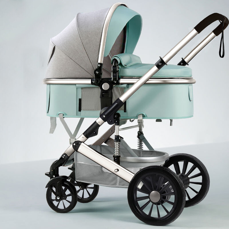 High landscape baby stroller can sit and lie down, folding four-wheeled ...
