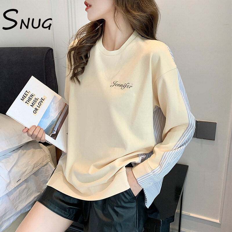 SNUG Real shot 2021 autumn new product shirt stitching sweater women ...