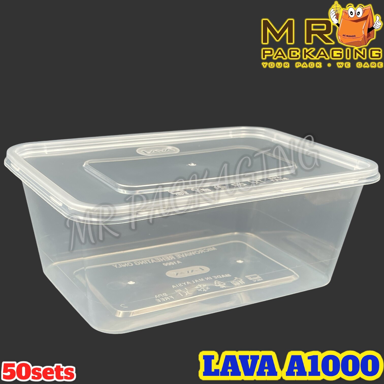 LAVA 1000ml Rectangular Container with Lid [ 50sets± ] A1000 Disposable ...