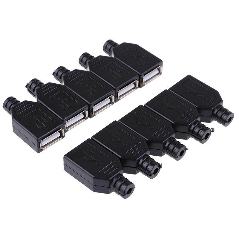 10pcs Type A Female USB 4 Pin Plug Socket Connector With Black Plastic ...