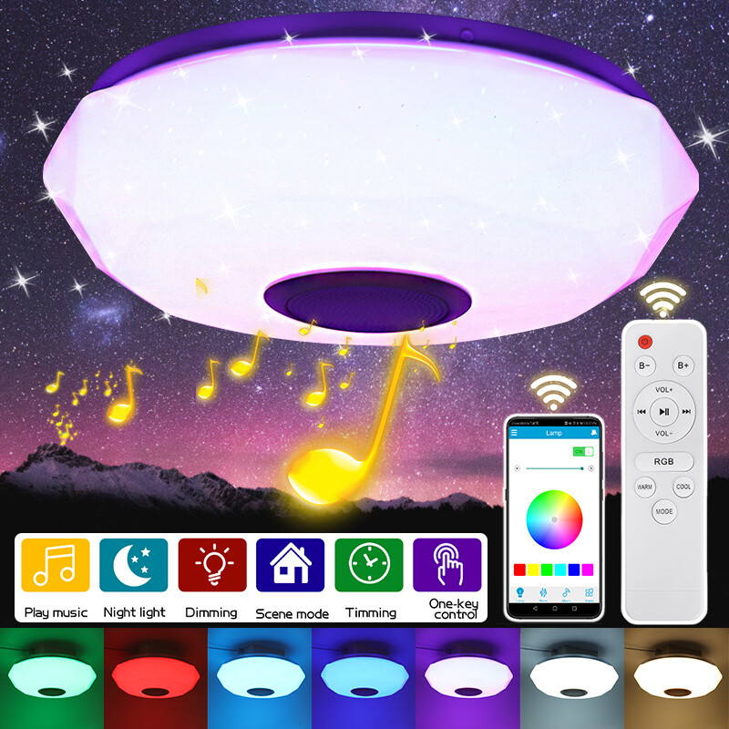 100W Ceiling Light 30CM LED Wireless Bluetooth Music Speaker APP ...