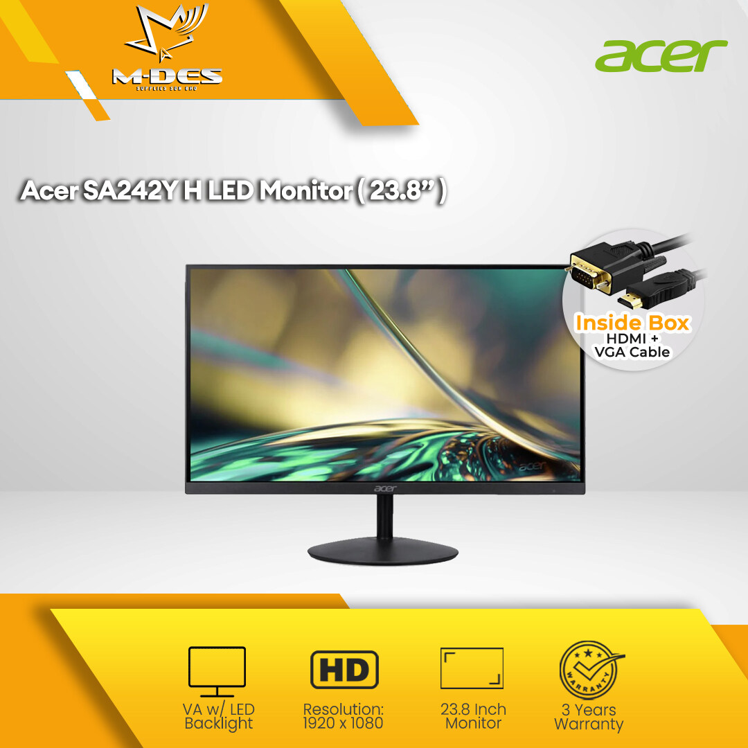 Acer SA242Y H 23.8" FHD (1920 x 1080) 1ms, 100Hz, Ultra Slim, VA Panel ...