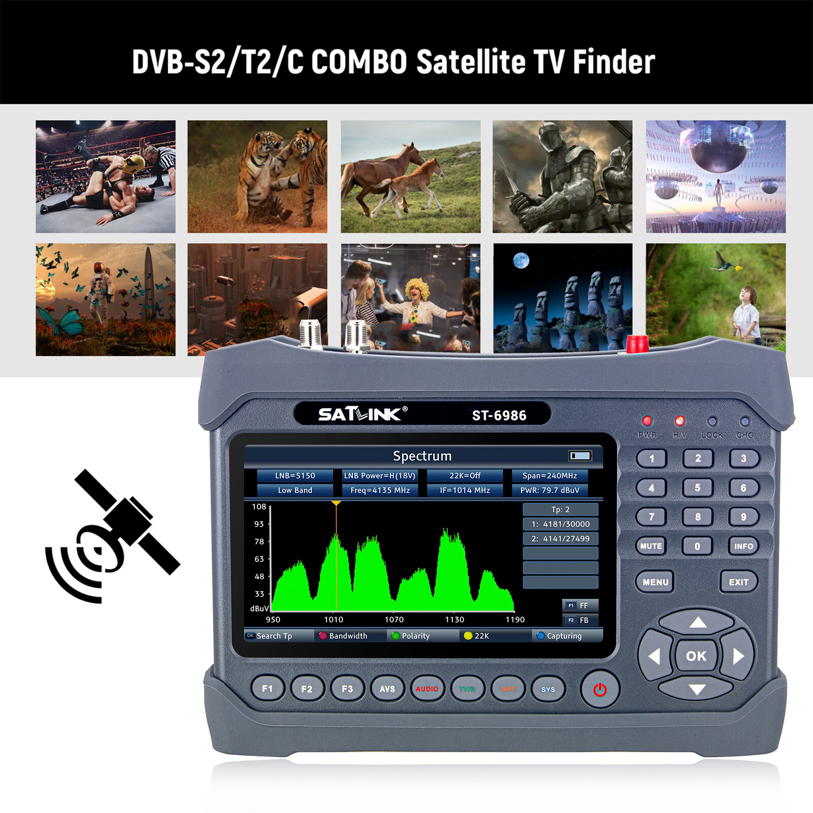ST-6986 DVB-SS2TT2C Satellite Finder Combo Satellite TV Signal Finder ...