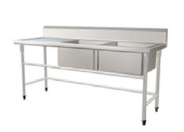 (HIGH QUALITY) STAINLESS STEEL DOUBLE BOWL SINK WITH TABLE LEFT 1500(L ...