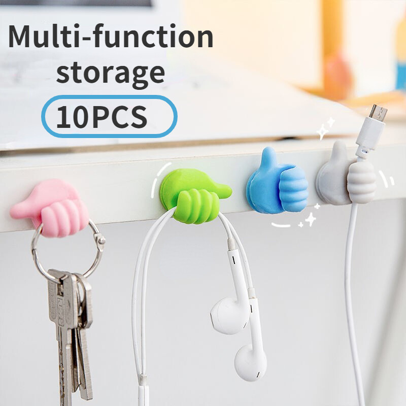 10Pcs Thumb Hook ครัวเรือน Multi-Function Data Cable Holder ห้องนอนห้อง ...