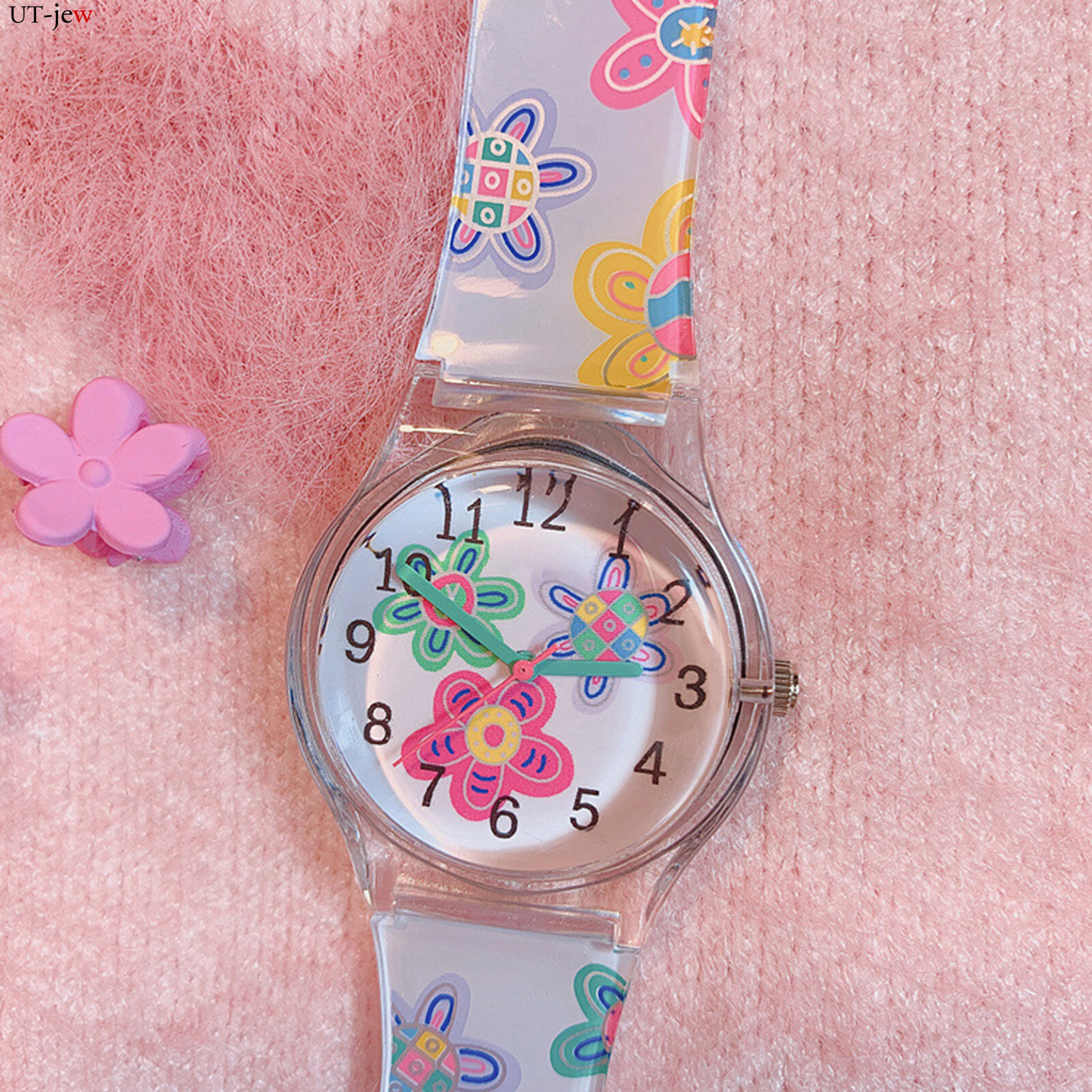 Kids Quartz Watch Girls Time Machines with Flower Dial and Silicone ...