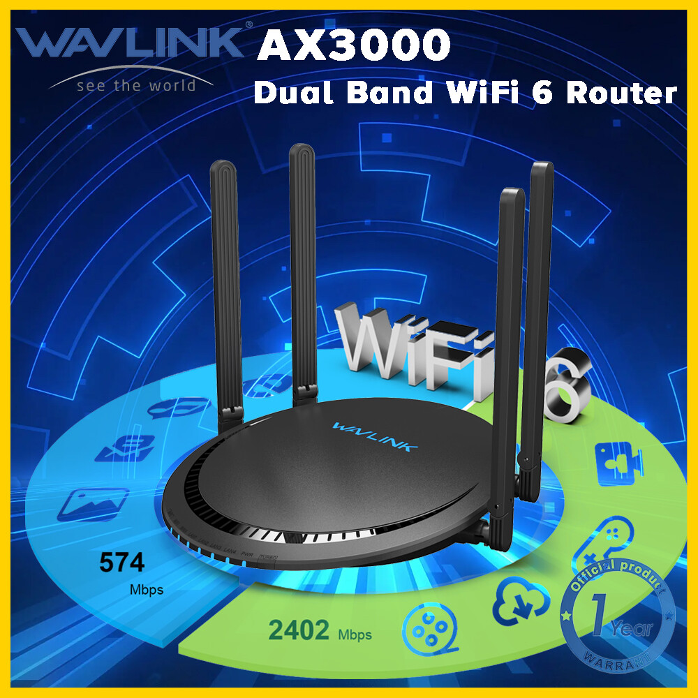 Wavlink AX3000เราเตอร์ WiFi 6แบนด์คู่2.4G 574Mbps + 5G 2402Mbps เราเตอร ...