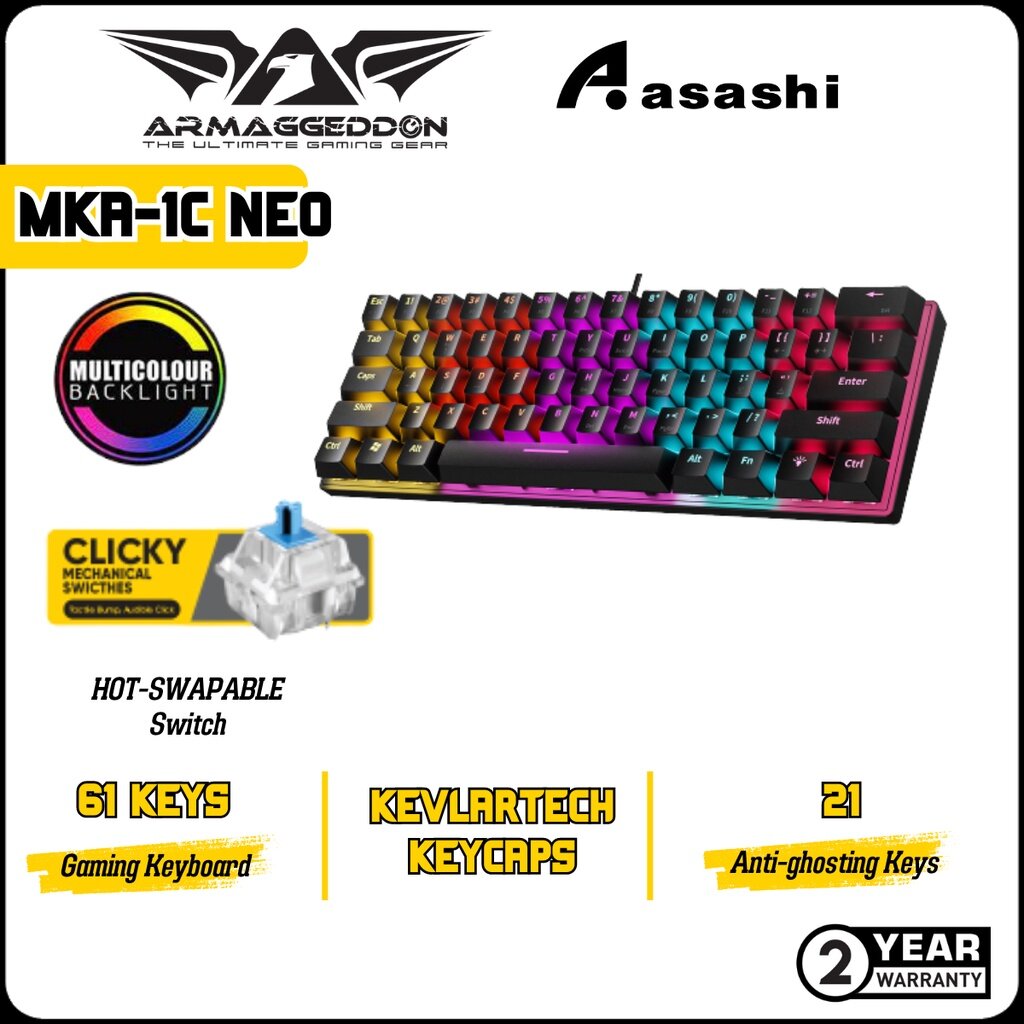 Armaggeddon MKA-1C Neo (61 Keys) Clicky / Tactile / Linear Mechanical ...